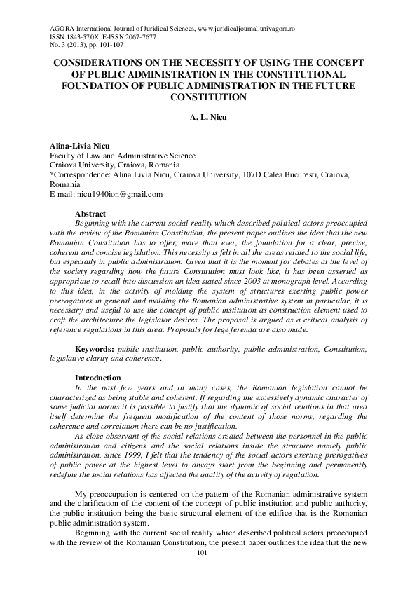 (PDF) Considerations on the Necessity of Using the Concept of Public ...