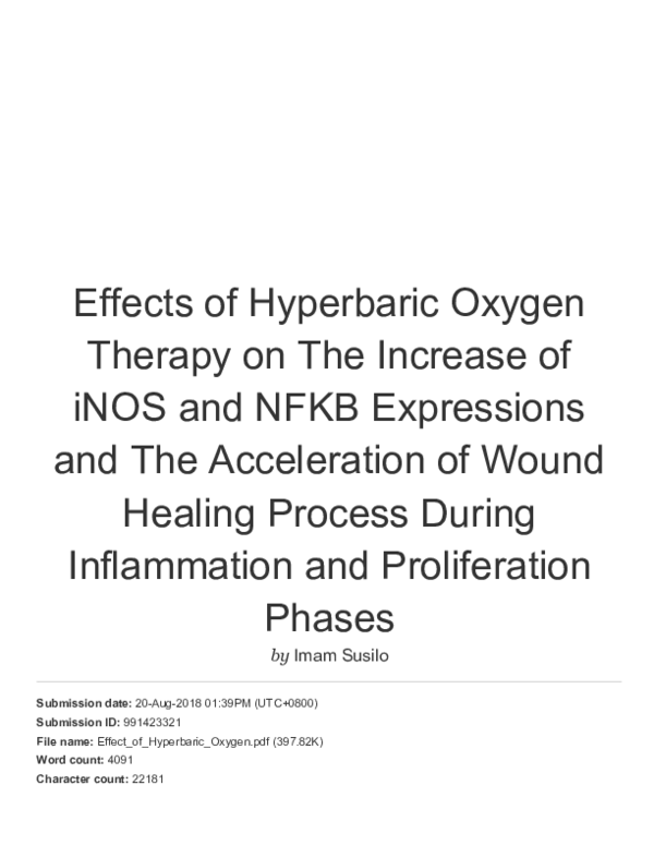 (PDF) Effects of Hyperbaric Oxygen Therapy on the Increase of iNOS and ...