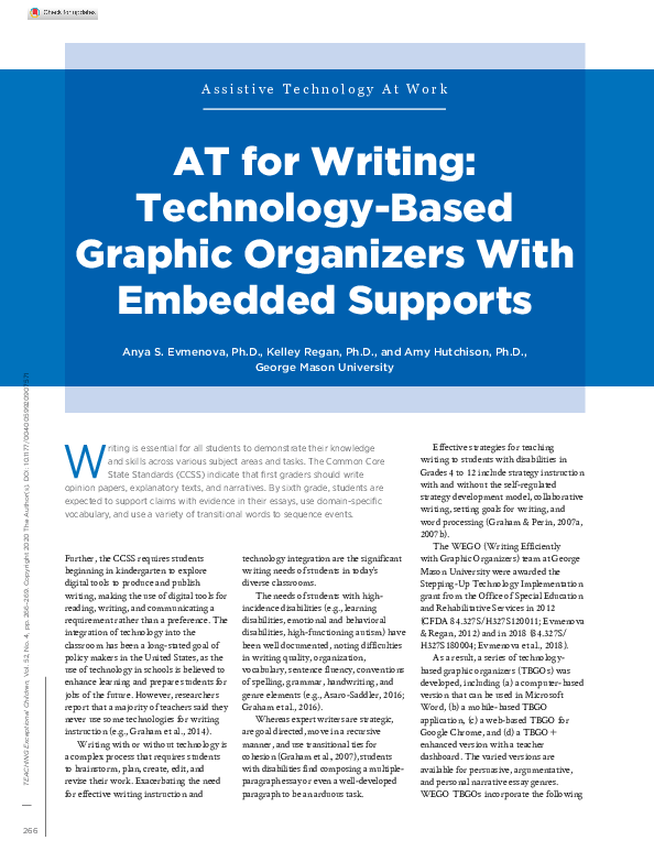 (PDF) AT for Writing: Technology-Based Graphic Organizers With Embedded ...