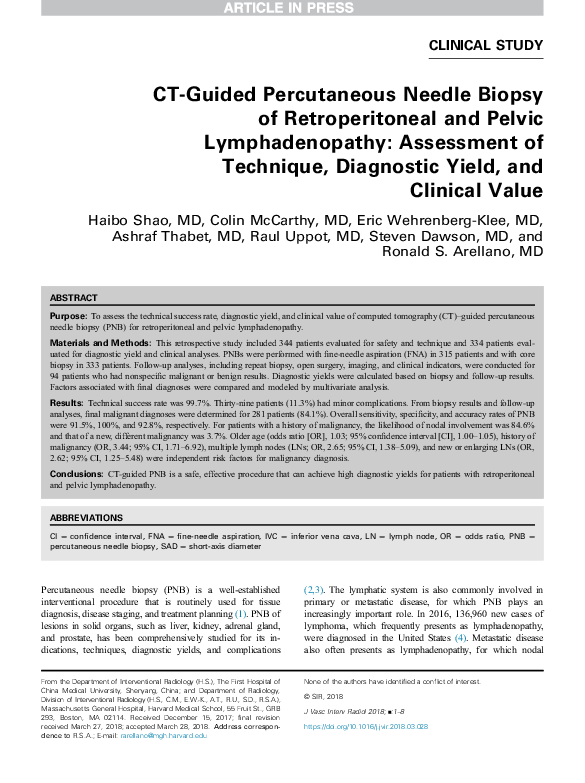 (PDF) CT-Guided Percutaneous Needle Biopsy of Retroperitoneal and ...