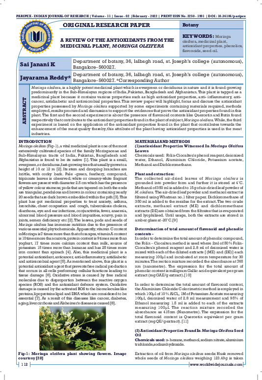 (PDF) A Review of the Antioxidants from the Medicinal Plant, Moringa Oleifera