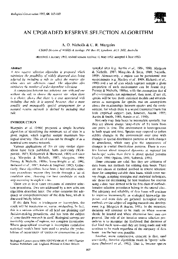 (PDF) An upgraded reserve selection algorithm