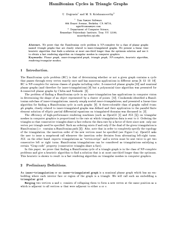 (PDF) Hamiltonian Cycles in Triangle Graphs