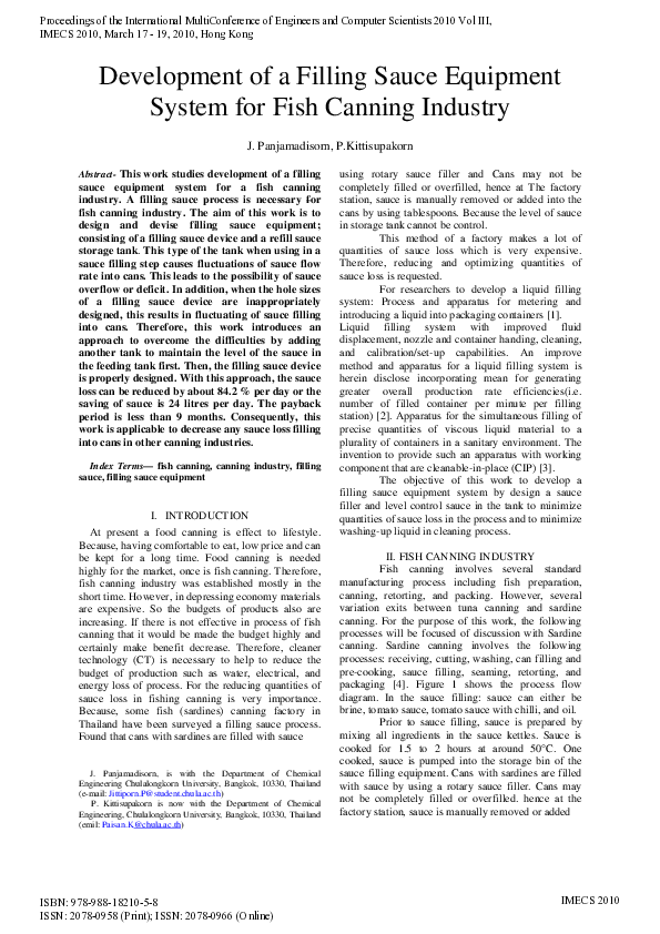 (PDF) Development of a Filling Sauce Equipment System for Fish Canning ...