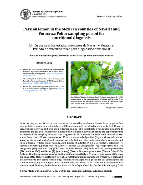 (PDF) Persian lemon in the Mexican counties of Nayarit and Veracruz ...