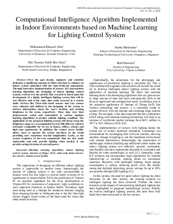 (PDF) Computational Intelligence Algorithm Implemented in Indoor Environments based on Machine ...
