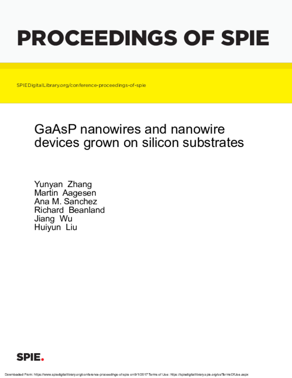 (PDF) GaAsP nanowires and nanowire devices grown on silicon substrates