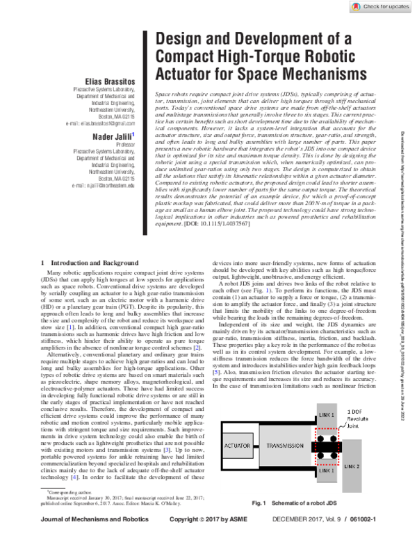(PDF) Design and Development of a Compact High-Torque Robotic Actuator ...