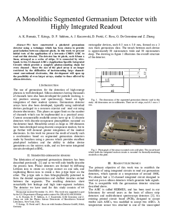 (PDF) A Monolithic Segmented Germanium Detector with Highly Integrated ...