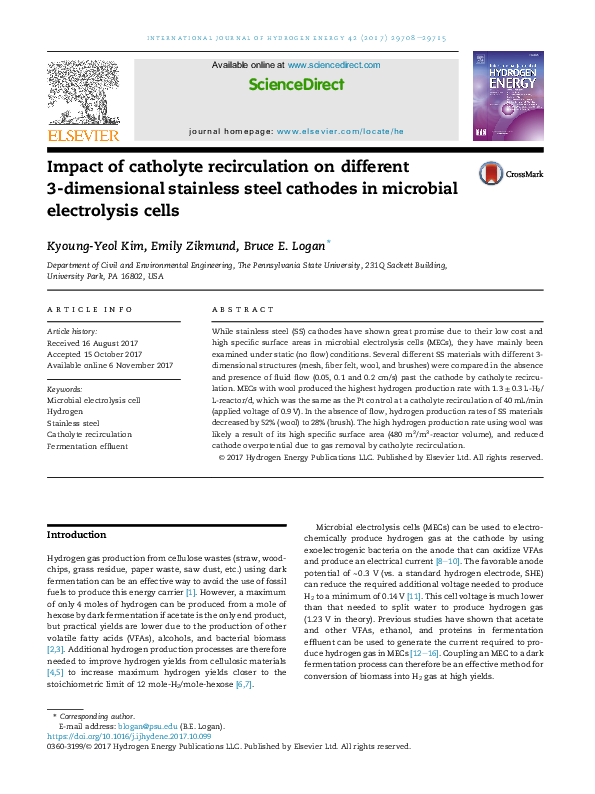 (PDF) Effects of Catholyte Flow on Stainless Steel MECs