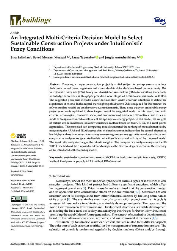 (PDF) An Integrated Multi-Criteria Decision Model to Select Sustainable Construction Projects ...