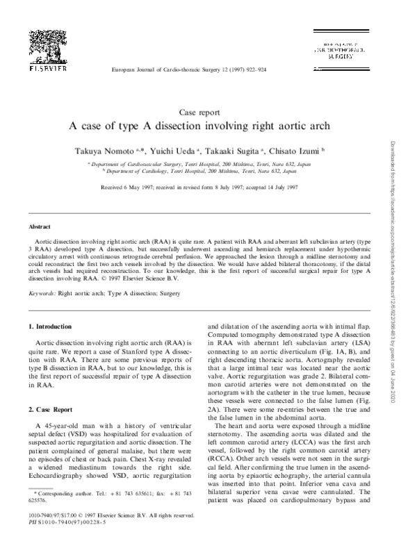 (PDF) A case of type A dissection involving right aortic arch | Yuichi ...