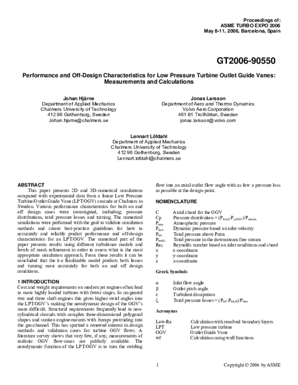 (PDF) Performance and Off-Design Characteristics for Low Pressure ...