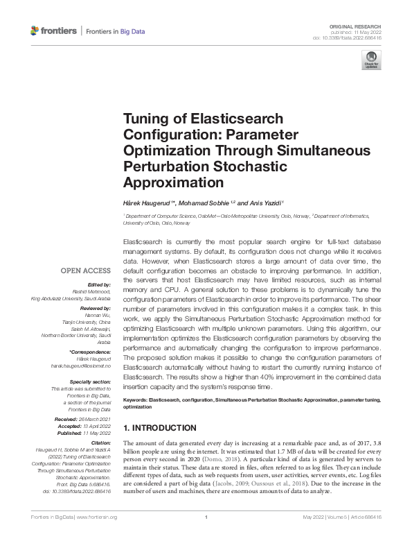 (PDF) Tuning of Elasticsearch Configuration: Parameter Optimization Through Simultaneous ...