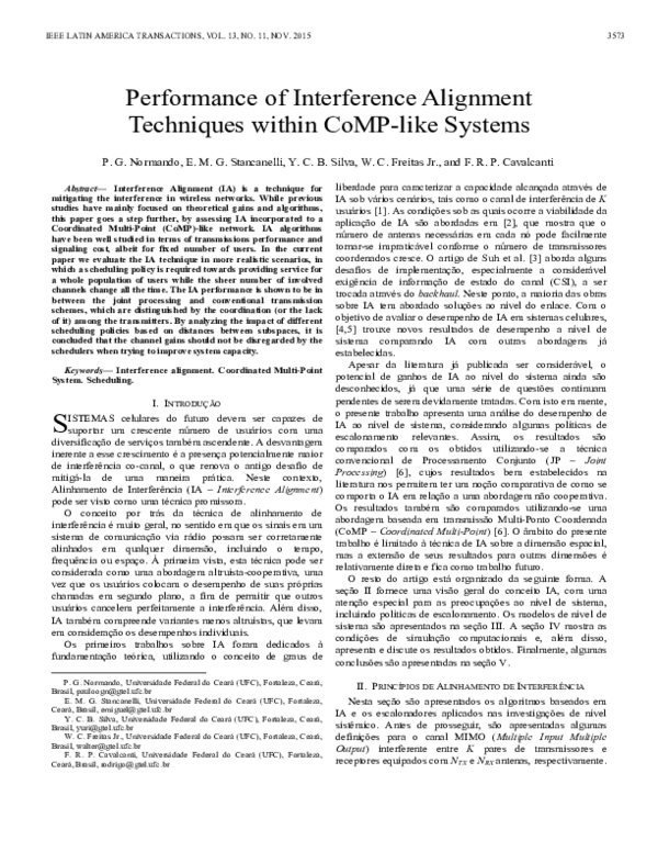 (PDF) Performance of interference alignment techniques within CoMP-like systems