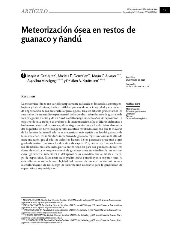 (PDF) Bone weathering in guanaco and Greater Rhea