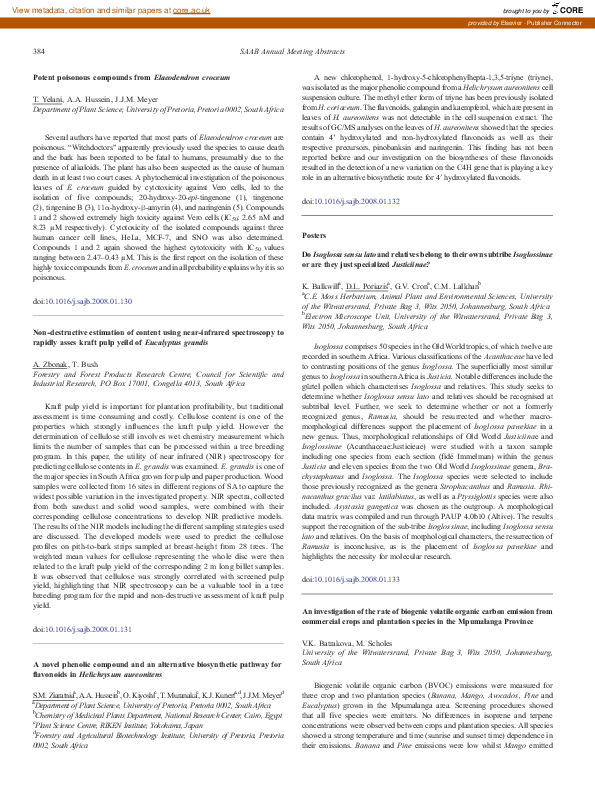 (PDF) Potent poisonous compounds from Elaeodendron croceum