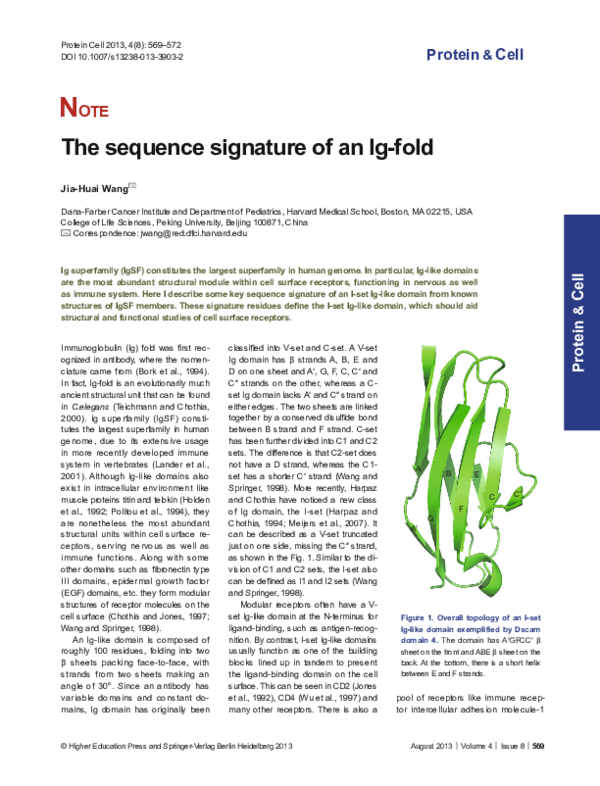 (PDF) The sequence signature of an Ig-fold