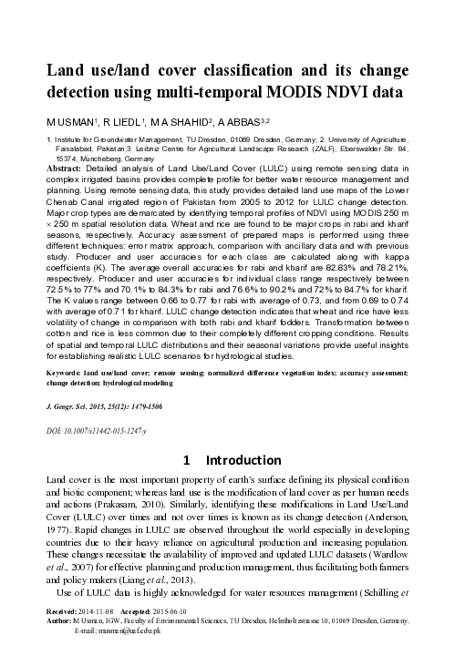 (PDF) Land use/land cover classification and its change detection using ...