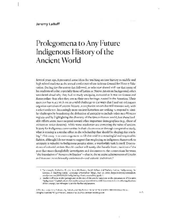 (PDF) Prolegomena to Any Future Indigenous History of the Ancient World