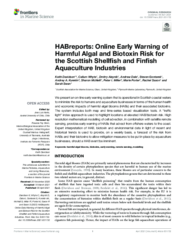 (PDF) HABreports: Online Early Warning of Harmful Algal and Biotoxin ...