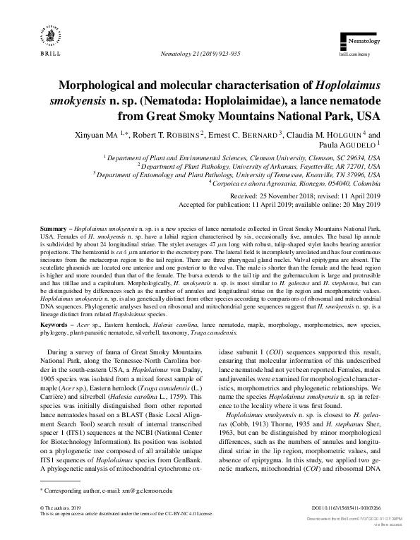 (PDF) Morphological and molecular characterisation of Hoplolaimus ...