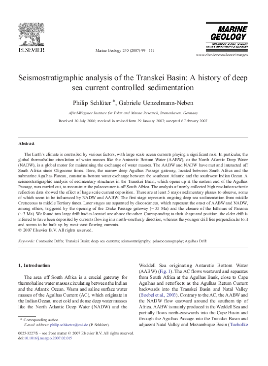 (PDF) Seismostratigraphic analysis of the Transkei Basin: A history of ...