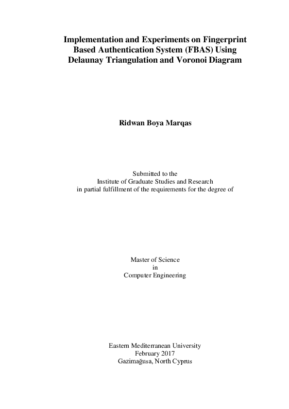 Pdf Implementation And Experiments On Fingerprint Based Authentication System Fbas Using