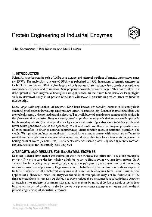 (PDF) Protein Engineering of Industrial Enzymes | Matti Leisola ...