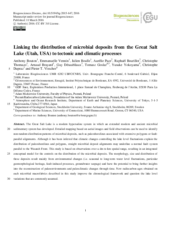 (PDF) Linking the distribution of microbial deposits from the Great ...