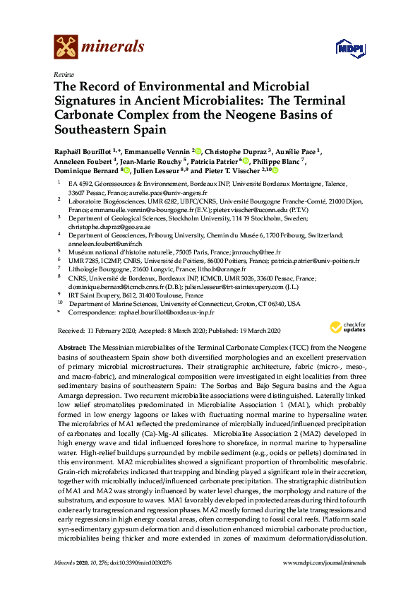 (PDF) The Record of Environmental and Microbial Signatures in Ancient ...