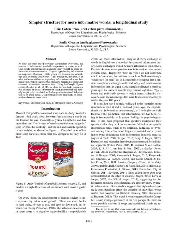 (PDF) Simpler structure for more informative words: a longitudinal study