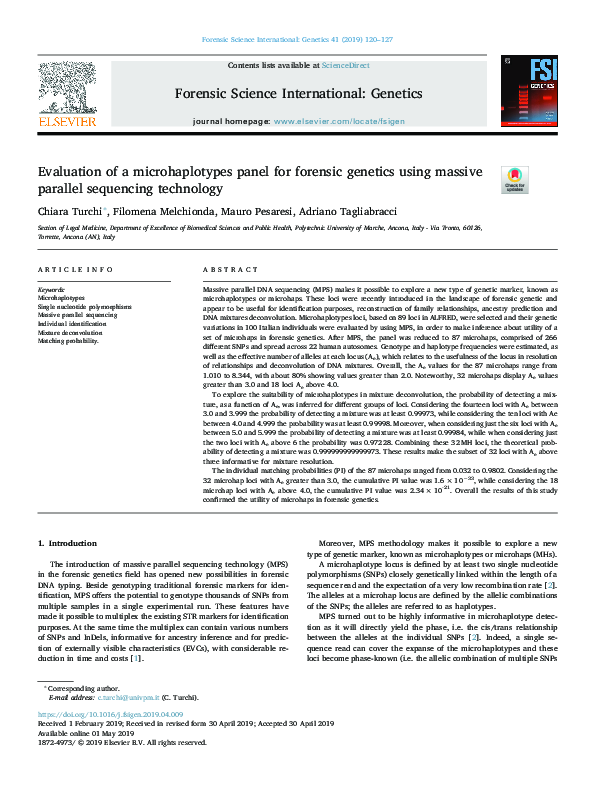 (PDF) Evaluation of a microhaplotypes panel for forensic genetics using massive parallel ...