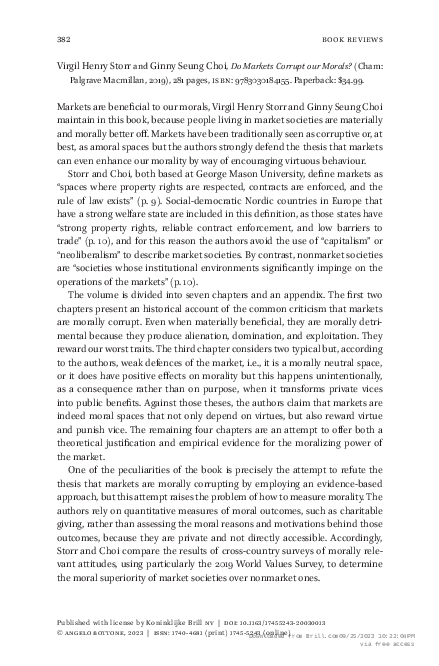 (PDF) Review of Do Markets Corrupt our Morals?