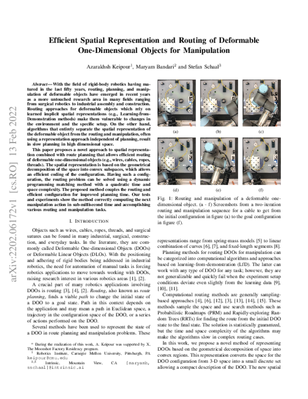 (PDF) Efficient Spatial Representation and Routing of Deformable One-Dimensional Objects for ...