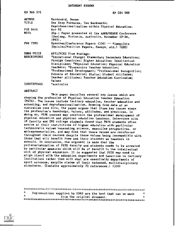 (PDF) One Step Forwards, Two Backwards: Deprofessionalization within ...