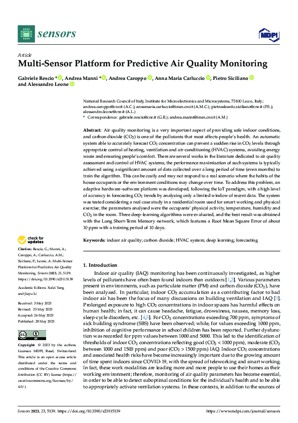 (PDF) Multi-Sensor Platform for Predictive Air Quality Monitoring