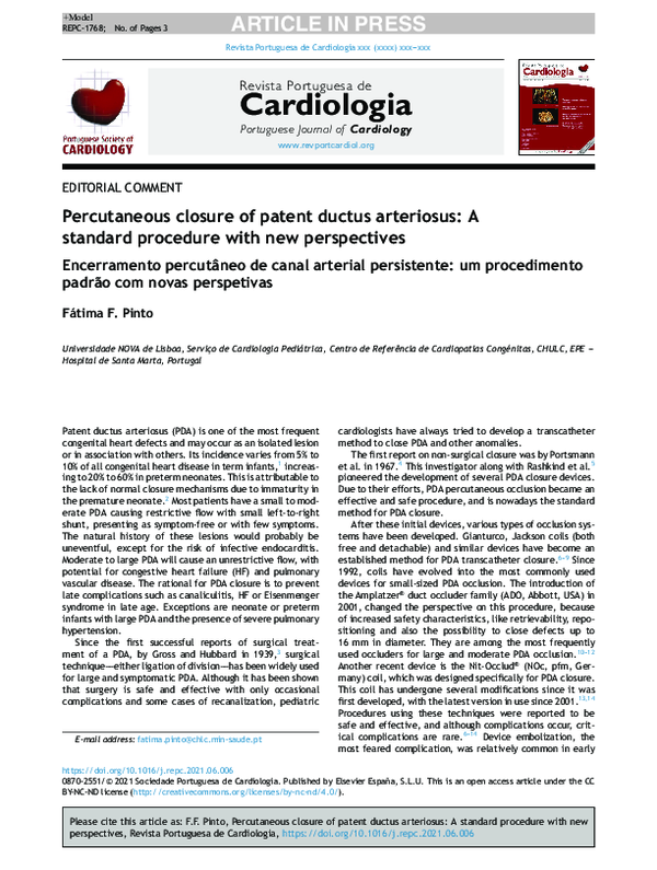 (PDF) Percutaneous closure of patent ductus arteriosus: A standard ...