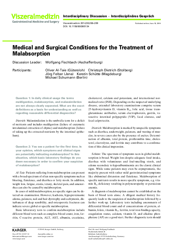 (PDF) Medical and Surgical Conditions for the Treatment of Malabsorption