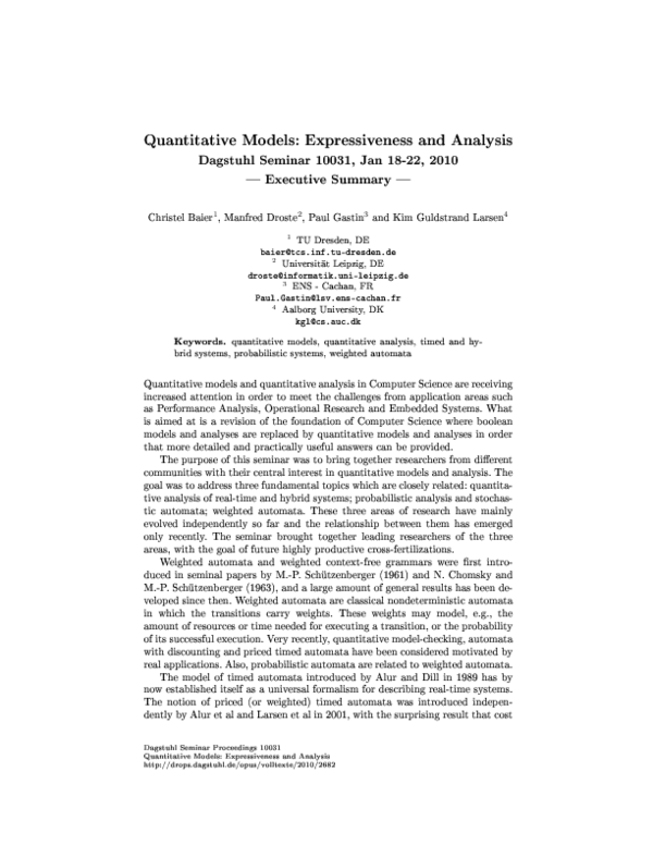 (PDF) 10031 Executive Summary – Quantitative Models: Expressiveness and ...