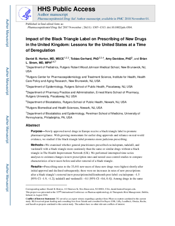 (PDF) Impact of the black triangle label on prescribing of new drugs in ...