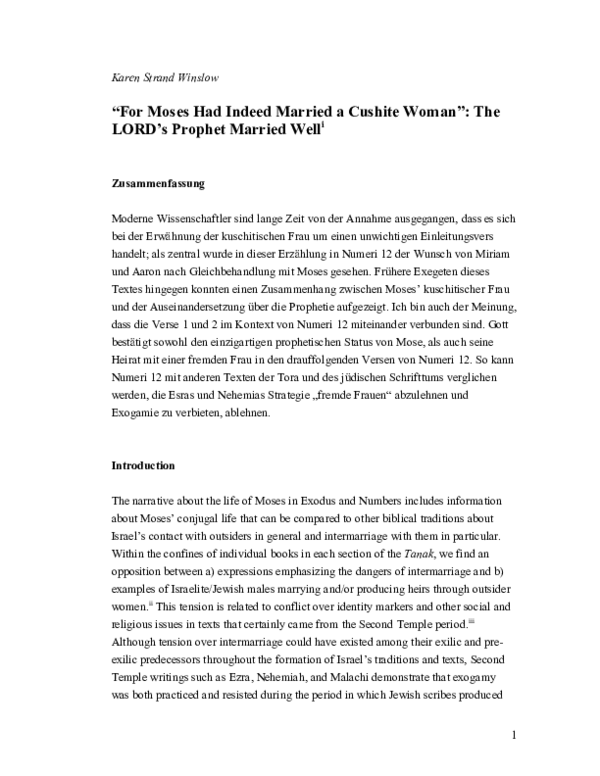 (DOC) "For Moses Had Indeed Married a Cushite Woman": The LORD's ...