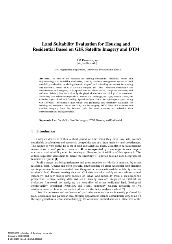 (PDF) Land Suitability Evaluation for Housing and Residential Based on ...