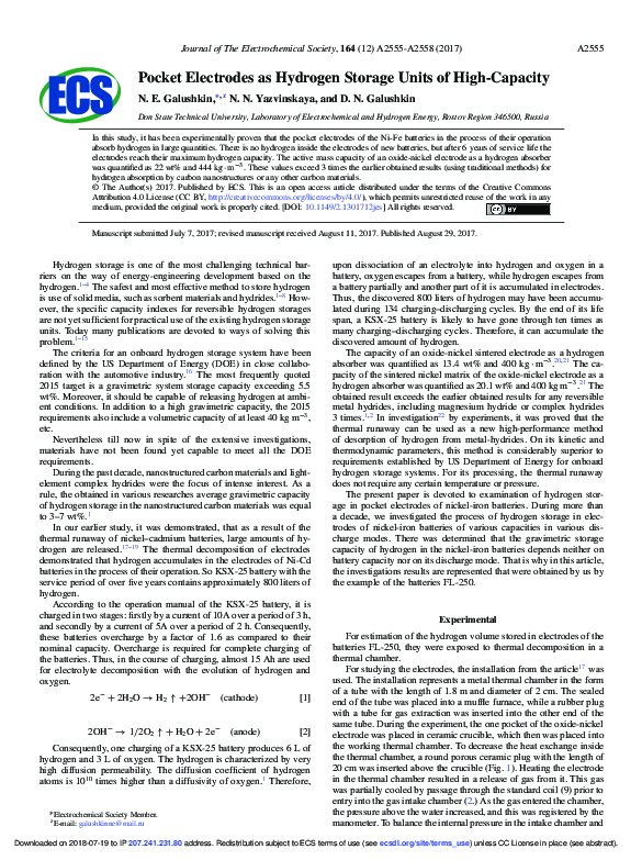 (PDF) Pocket Electrodes as Hydrogen Storage Units of High-Capacity