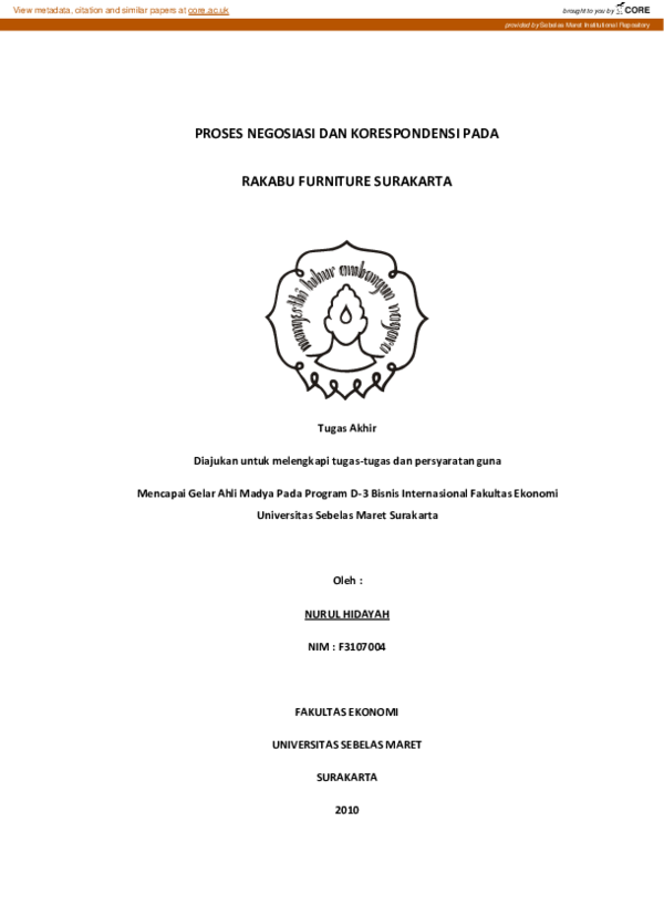 (PDF) Proses Negosiasi Dan Korespondensi Pada Rakabu Furniture ...