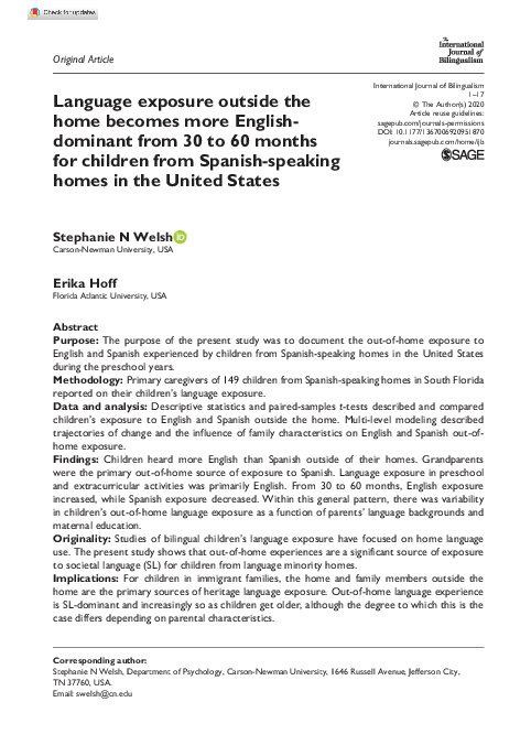(PDF) Language exposure outside the home becomes more English-dominant ...