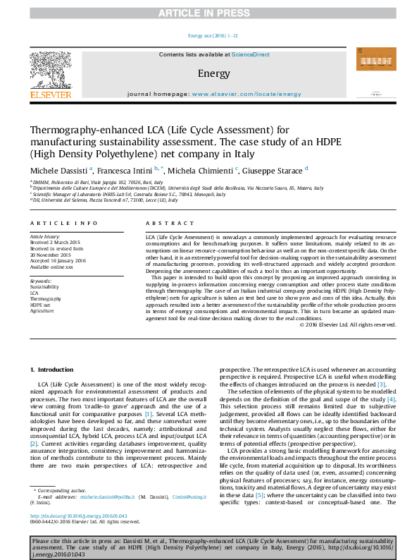 (PDF) Thermography-enhanced LCA (Life Cycle Assessment) for ...