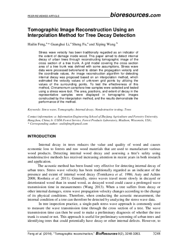 (PDF) Tomographic Image Reconstruction Using an Interpolation Method for Tree Decay Detection
