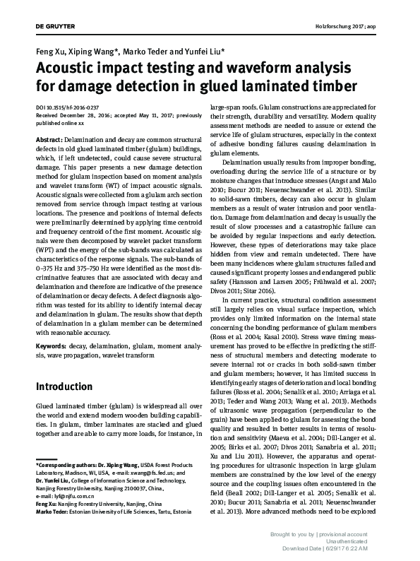 (PDF) Acoustic impact testing and waveform analysis for damage ...