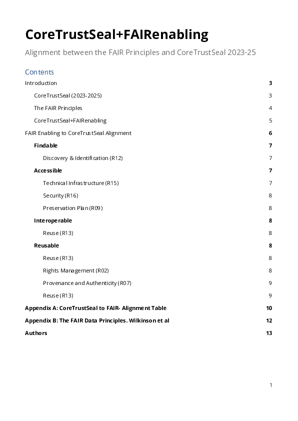 (PDF) CoreTrustSeal+FAIRenabling: Alignment between the FAIR Principles ...